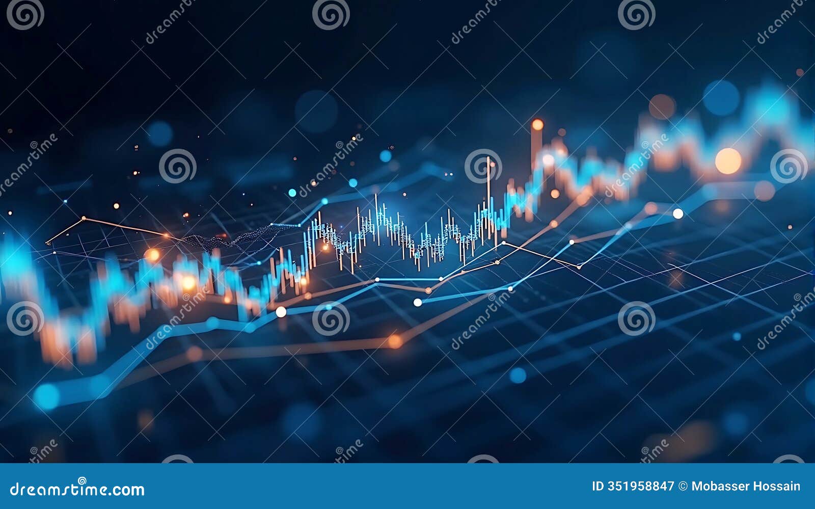 A Dynamic 3D Line Graph with Multiple Intersecting Lines in Blue and ...