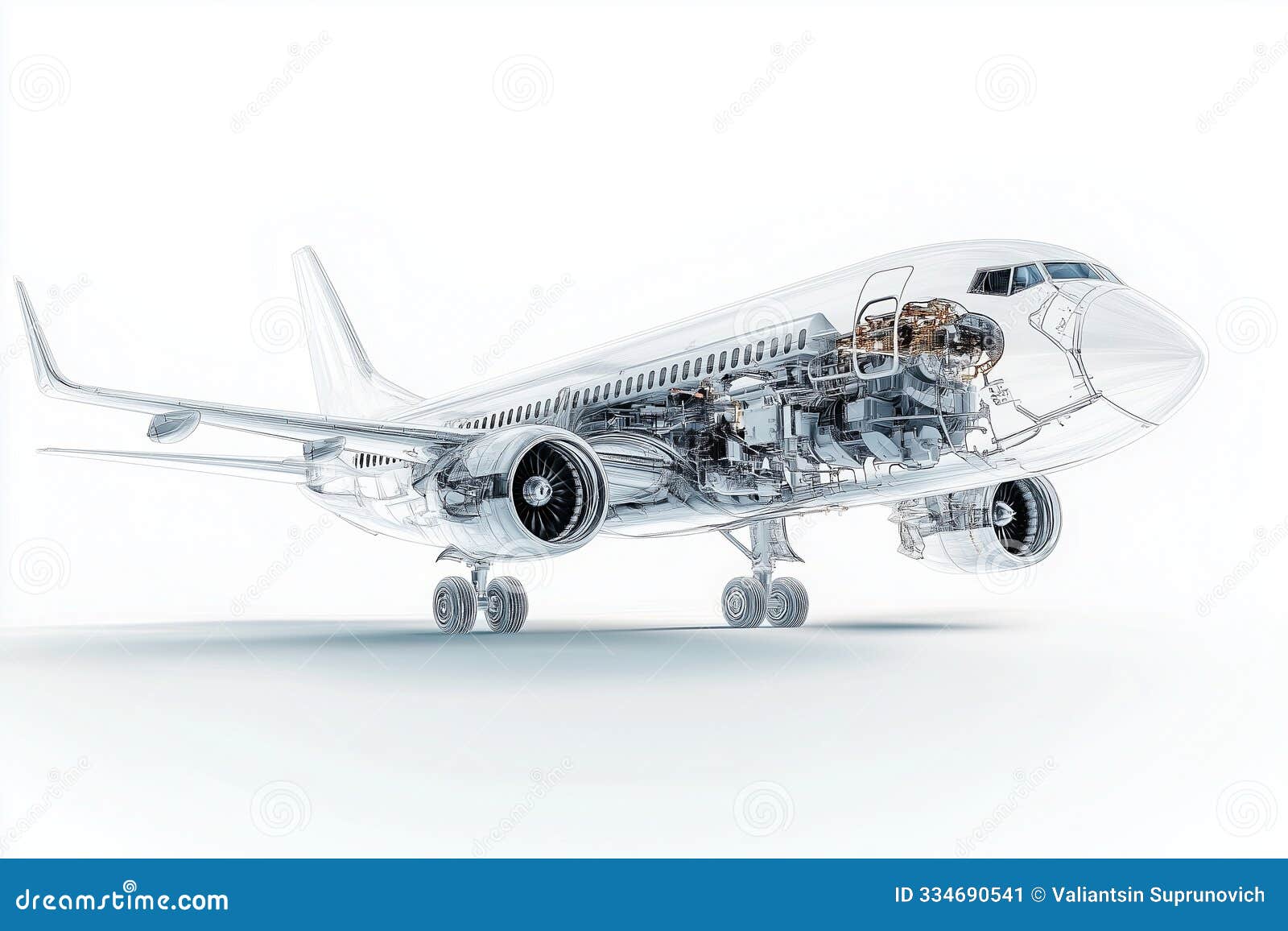 A Dynamic 3D of a Modern Airplane with Semi Transparent Elements ...