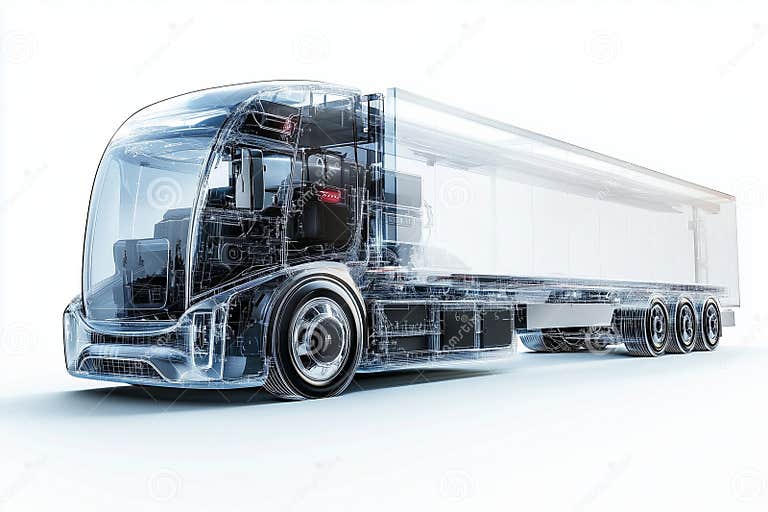 A Dynamic 3D of a Modern Electric Freight Truck with Semi Transparent ... A Dynamic 3D of a Modern Electric Freight Truck with Semi Transparent ...
