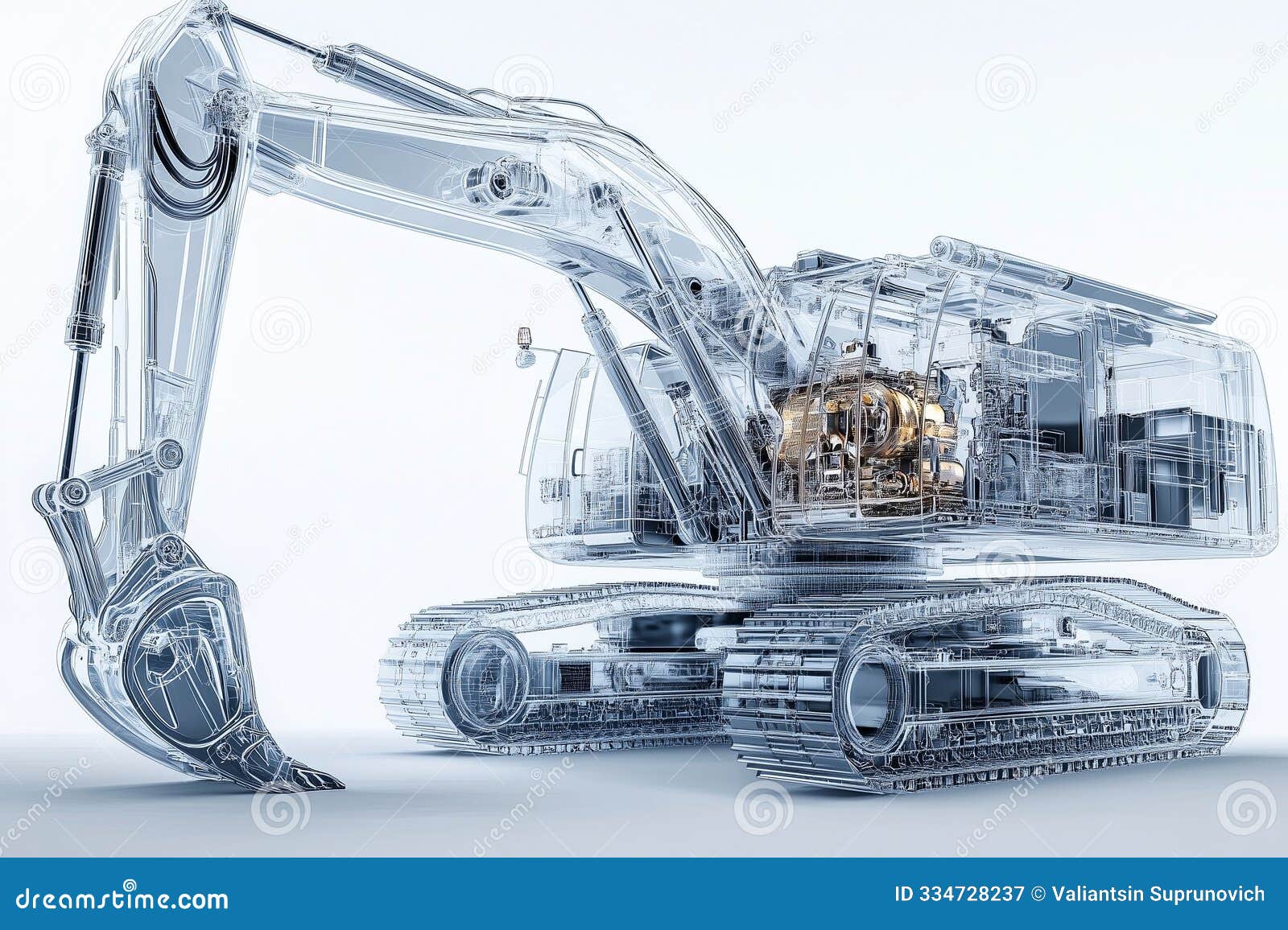 A Dynamic 3D of a Modern Excavator with Semi Transparent Elements ...
