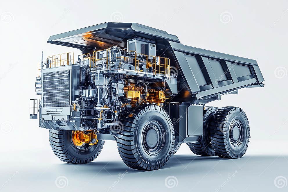 A Dynamic 3D of a Modern Mining Dump Truck with Semi Transparent ...