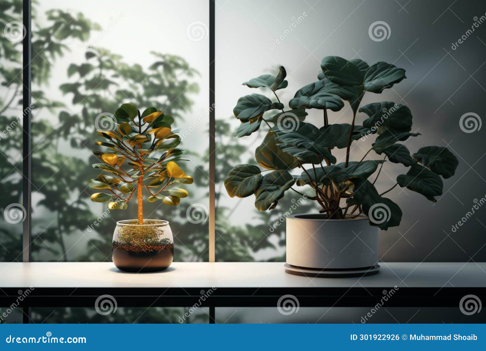 Dynamic 3D Render Ambient Lighting in a Room with Greenery Stock ...