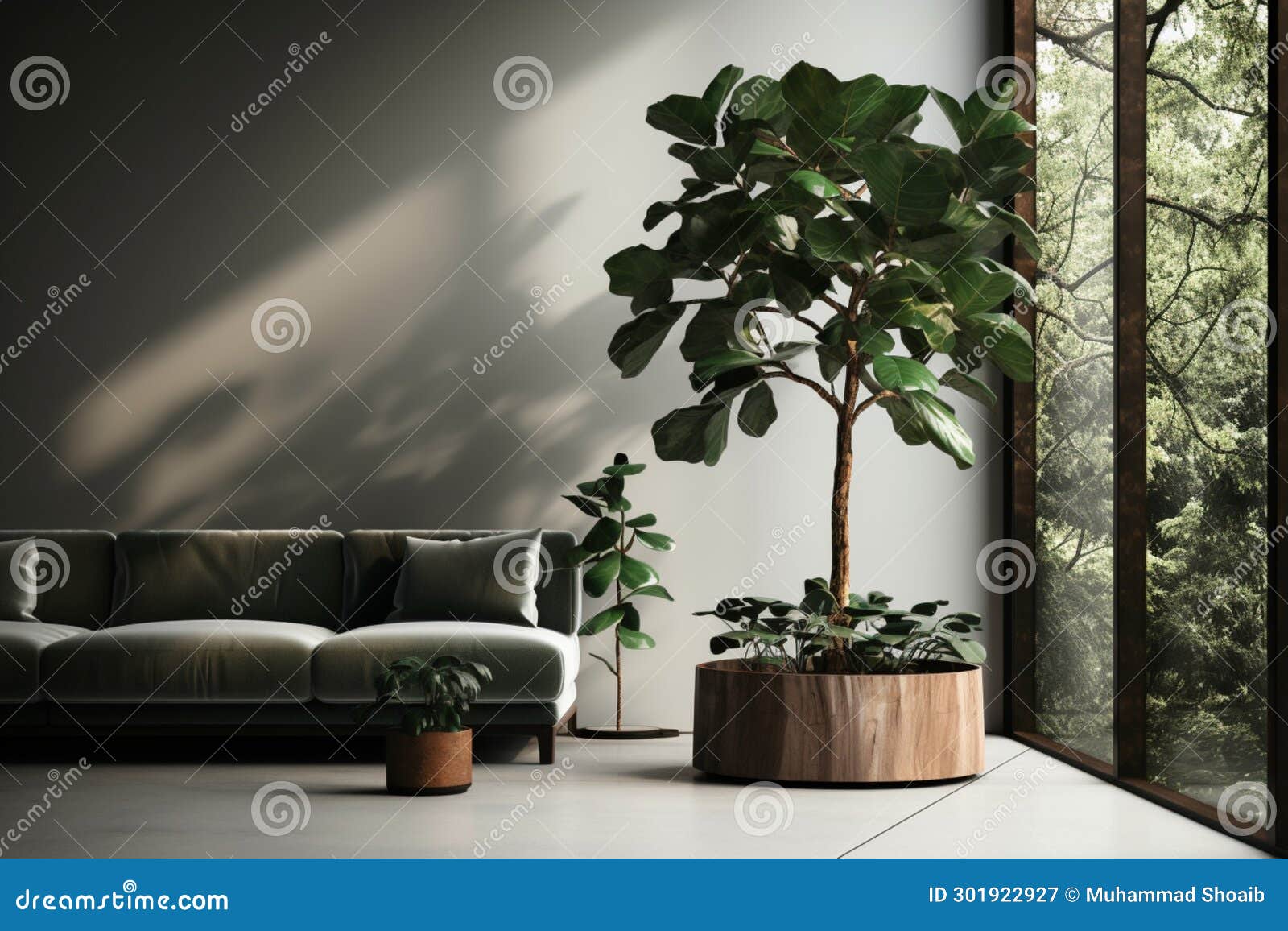 Dynamic 3D Render Ambient Lighting in a Room with Greenery Stock ...