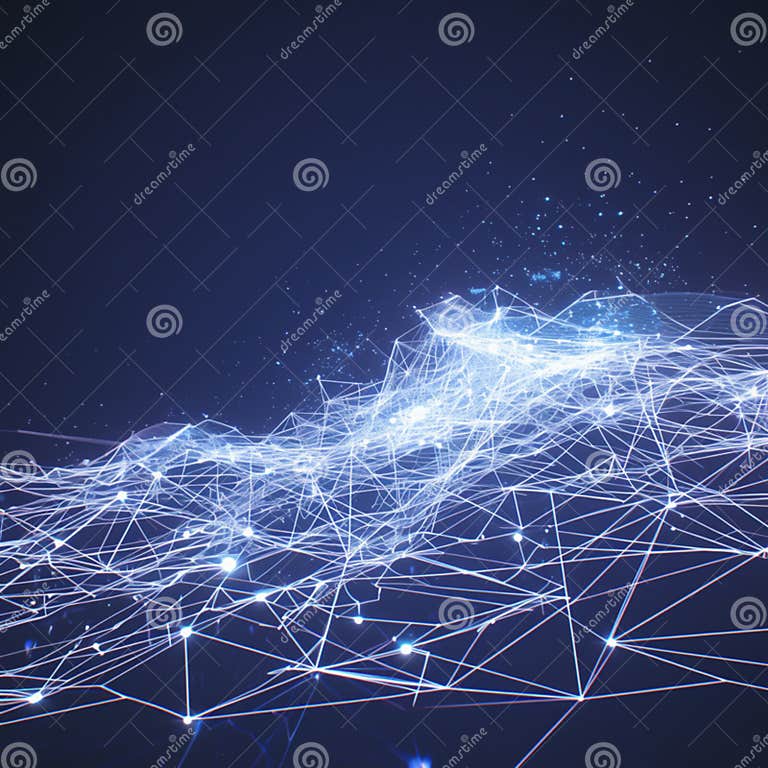 Dynamic 3D Render Interconnected Dots and Lines Evoke Digital Complexity Stock Illustration ...