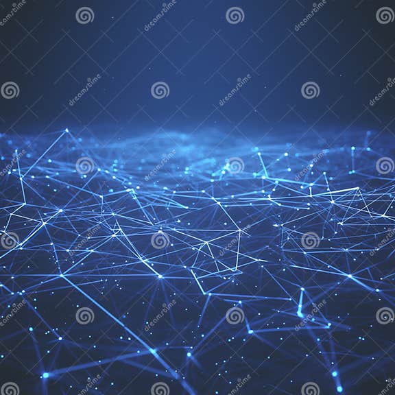 Dynamic 3D Render Interconnected Dots and Lines Evoke Digital Complexity Stock Illustration ...