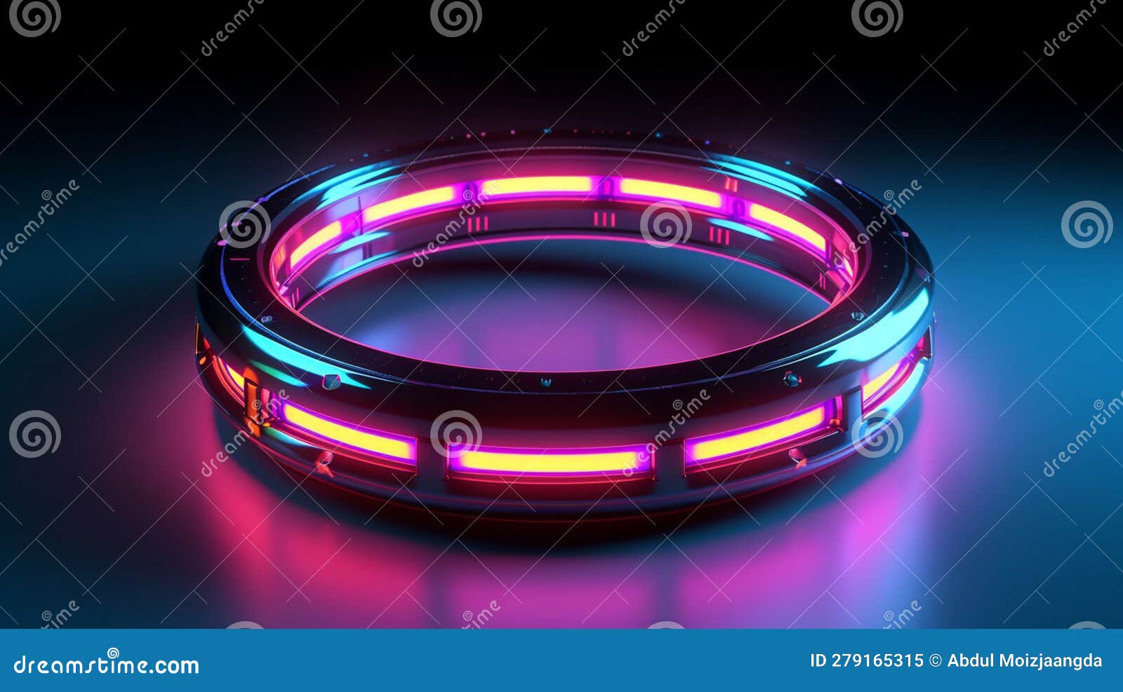 Dynamic 3D Render of Neon Ring Frame Stock Illustration - Illustration ...