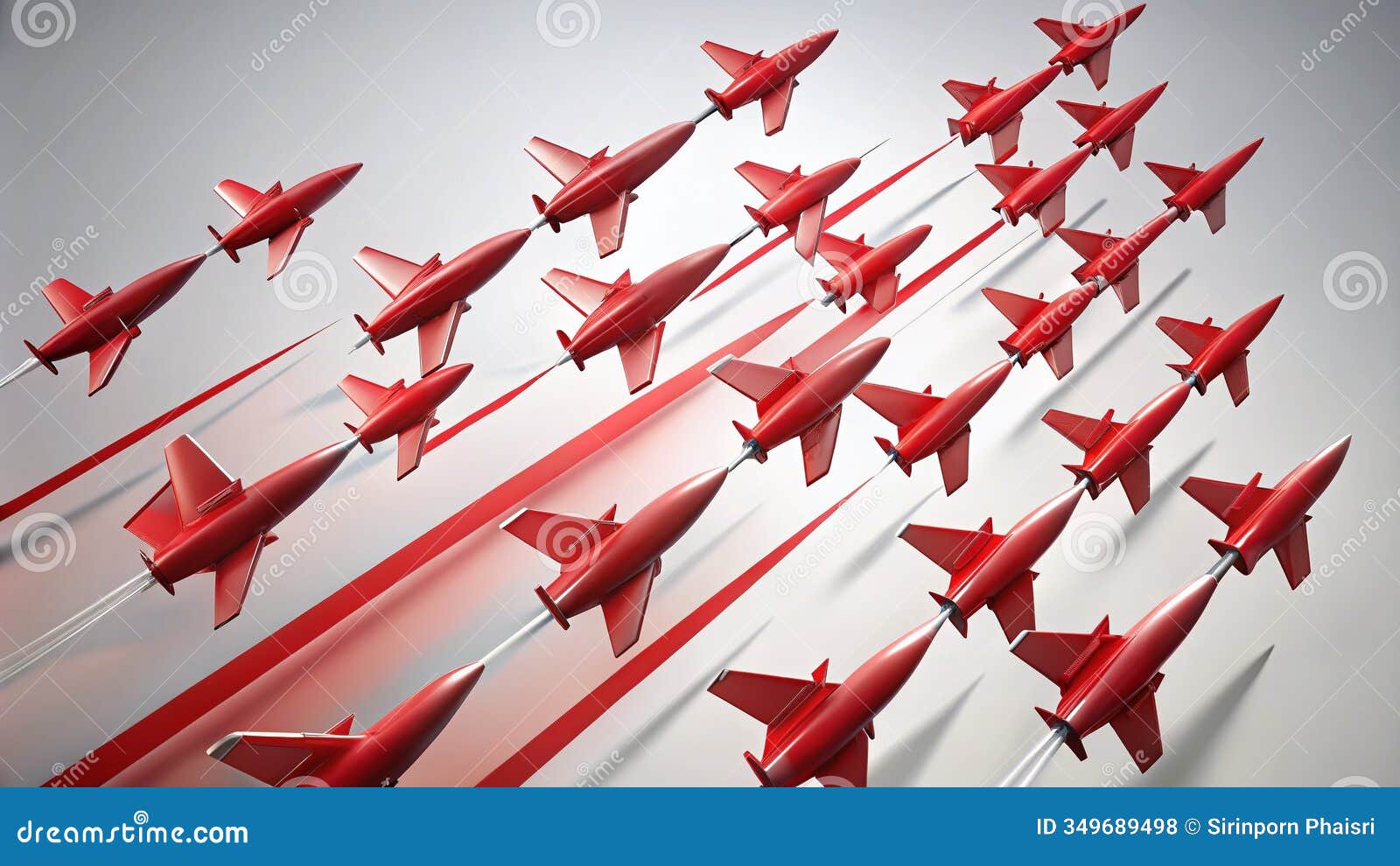 Dynamic 3D Render Red Arrows Illustrate Direction Movement on a ...