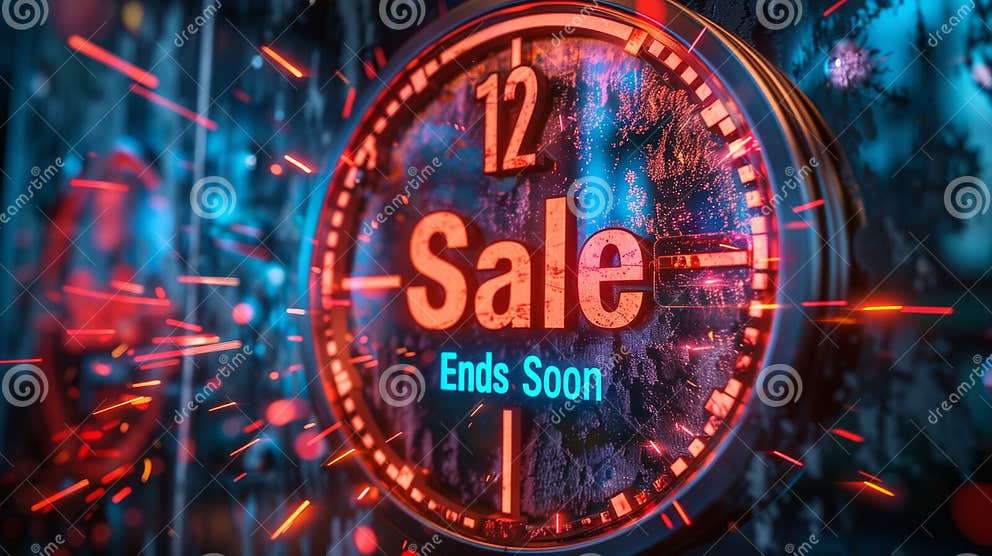 A Dynamic, 3D Rendered Image Showcasing a Glowing Red Sale Countdown ...