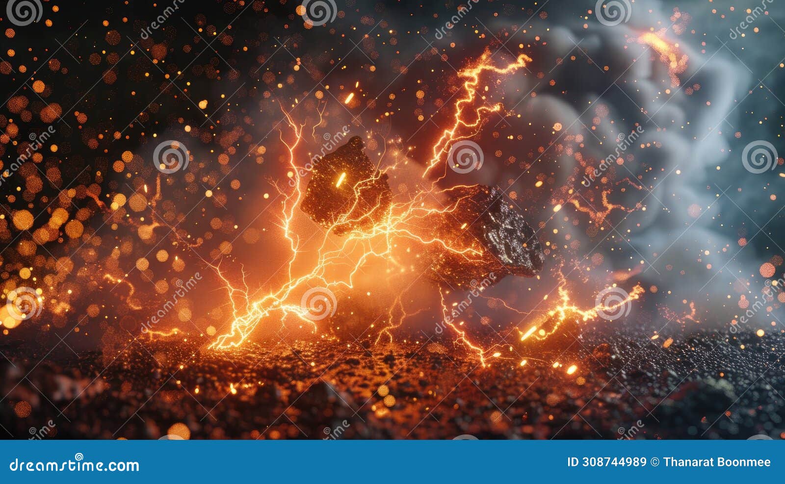 Dynamic 3D Rendering of a Colorful Lightning Strike, Electrifying the ...