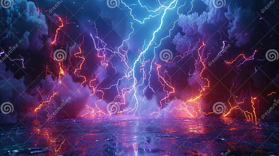 Dynamic 3D Rendering of a Colorful Lightning Strike, Electrifying the ...