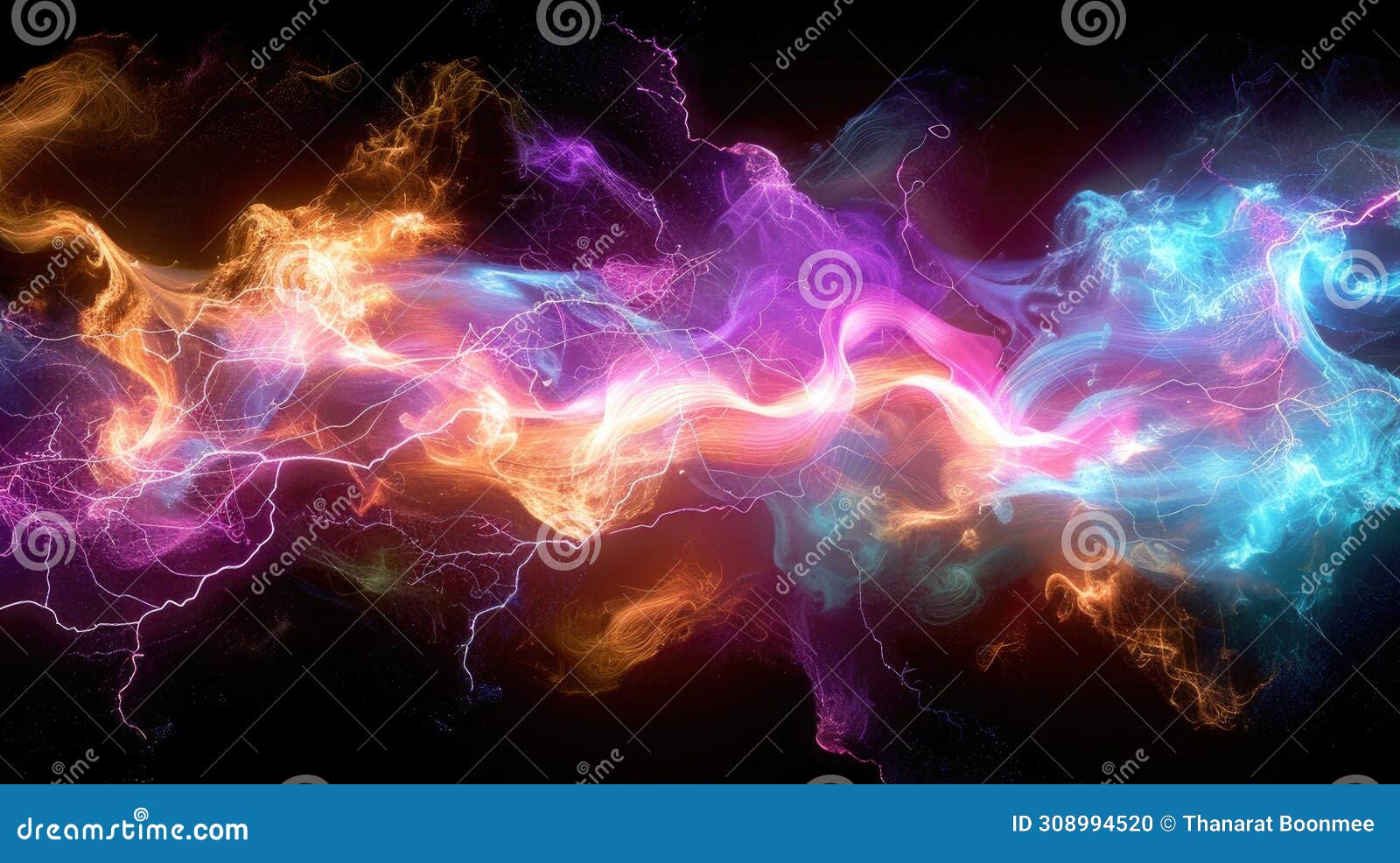 Dynamic 3D Rendering of a Colorful Lightning Strike, Electrifying the ...