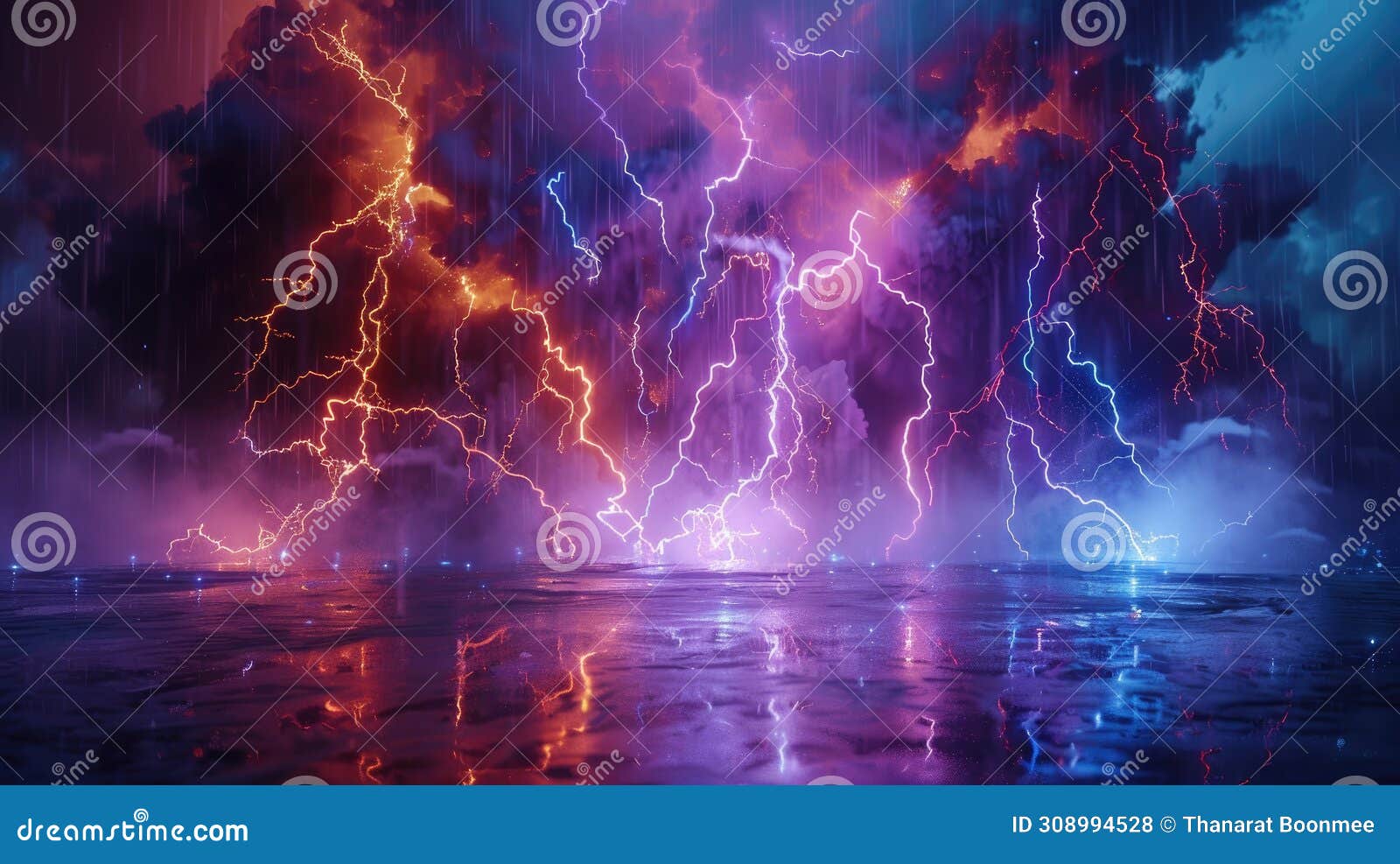 Dynamic 3D Rendering of a Colorful Lightning Strike, Electrifying the ...