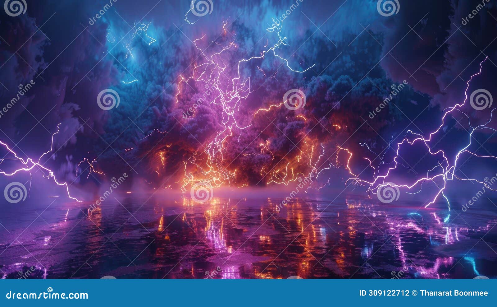 Dynamic 3D Rendering of a Colorful Lightning Strike, Electrifying the ...