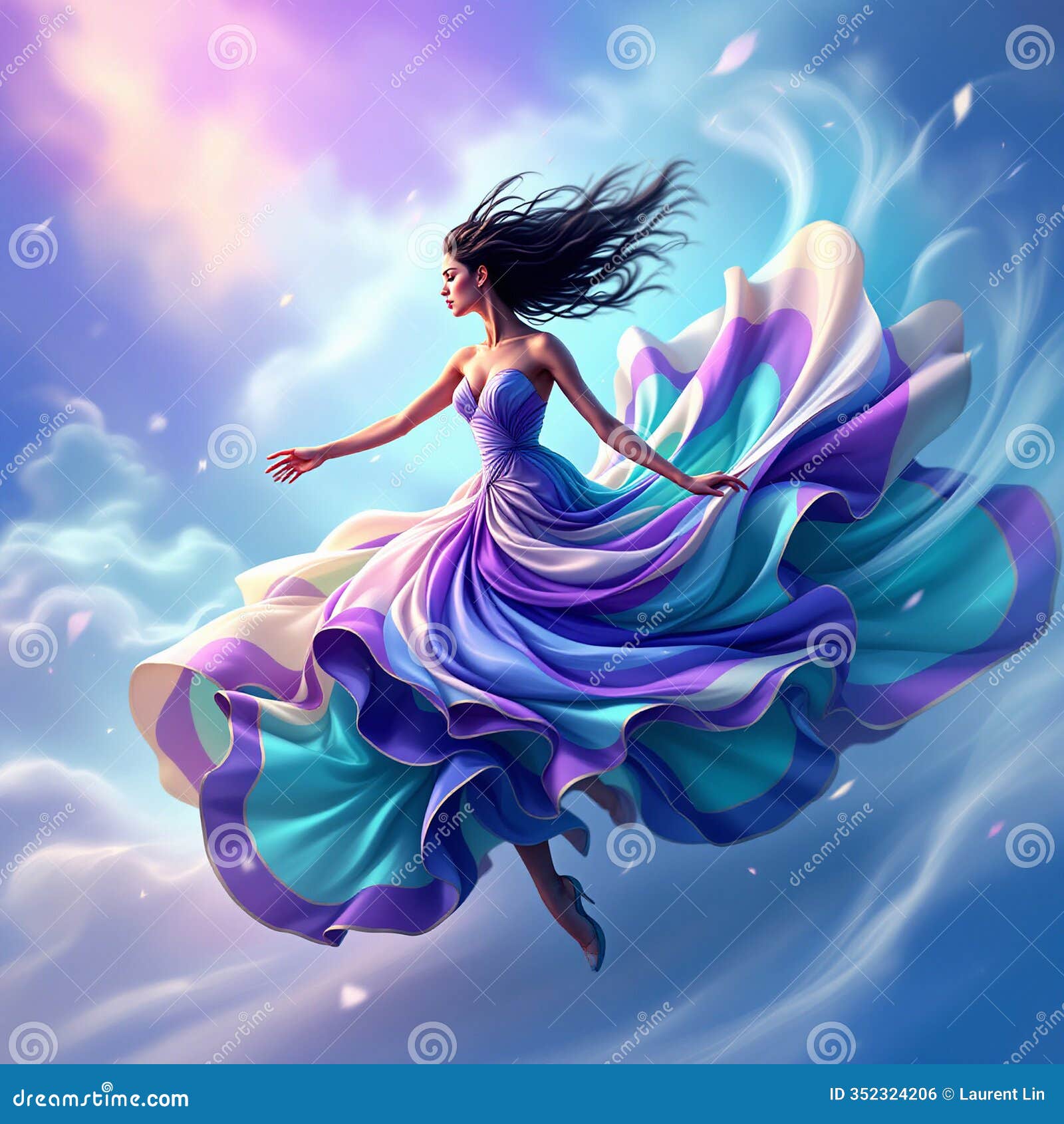 Dynamic Dance Scene with Twirling Model Stock Illustration ...