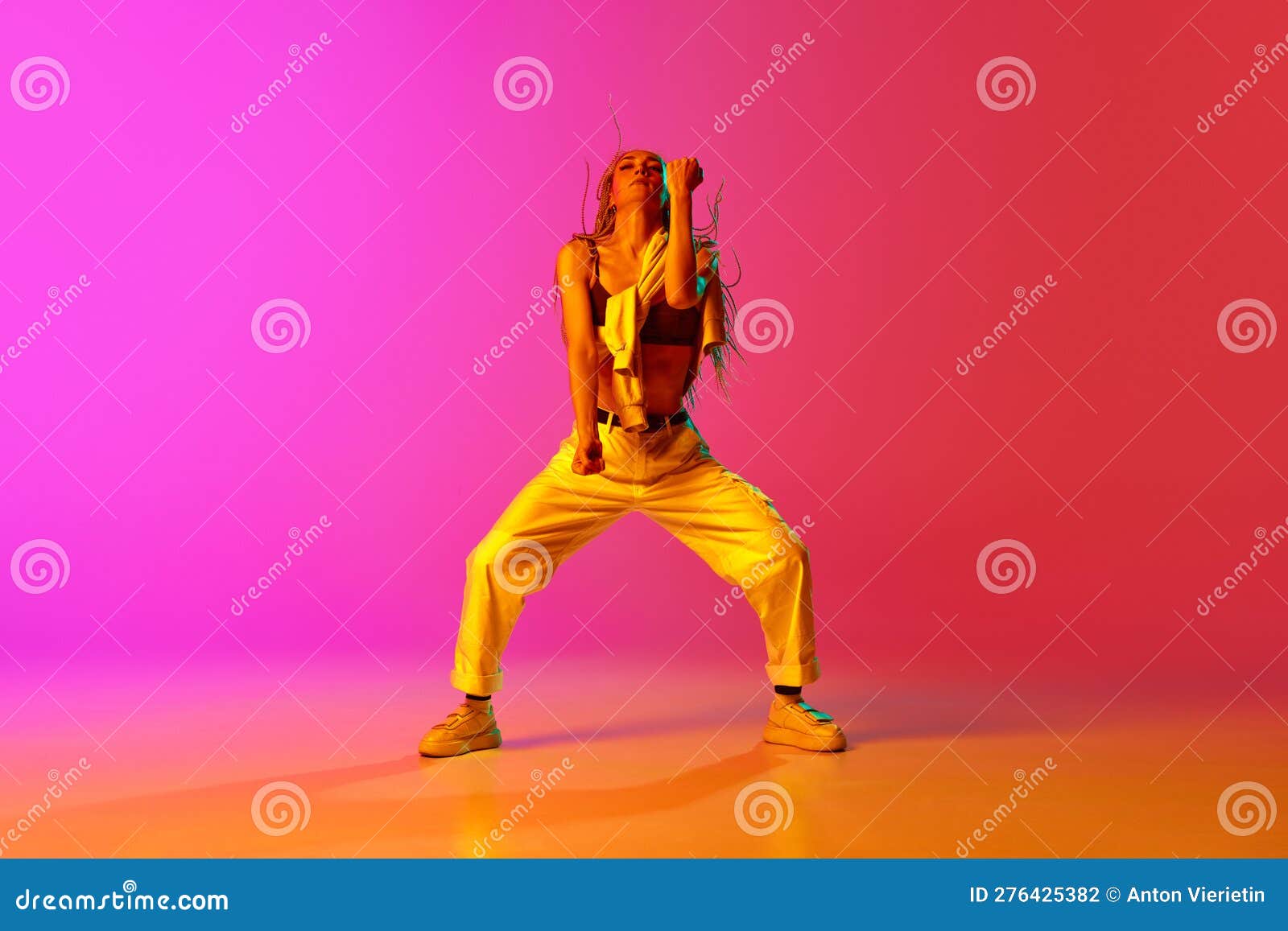 Portrait with One Young Girl, Dancer with Dreadlocks Dancing Over ...