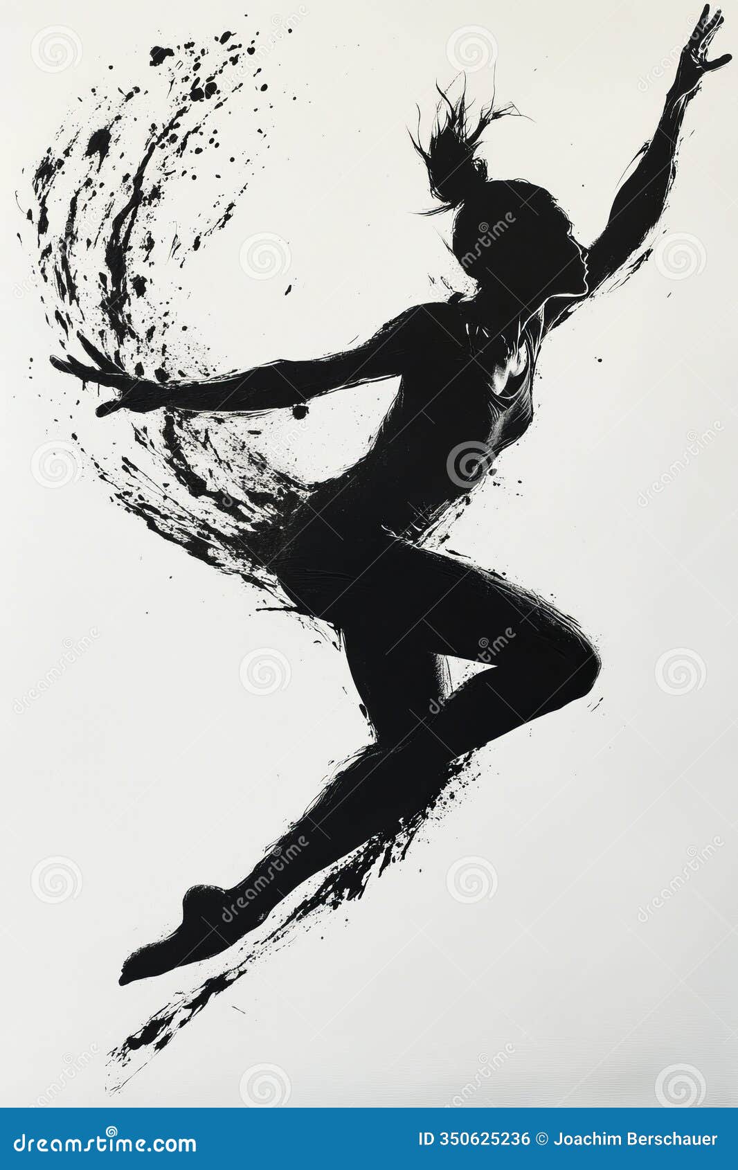 Dynamic Dancer Silhouette in Motion with Paint Effect Stock Photo ...