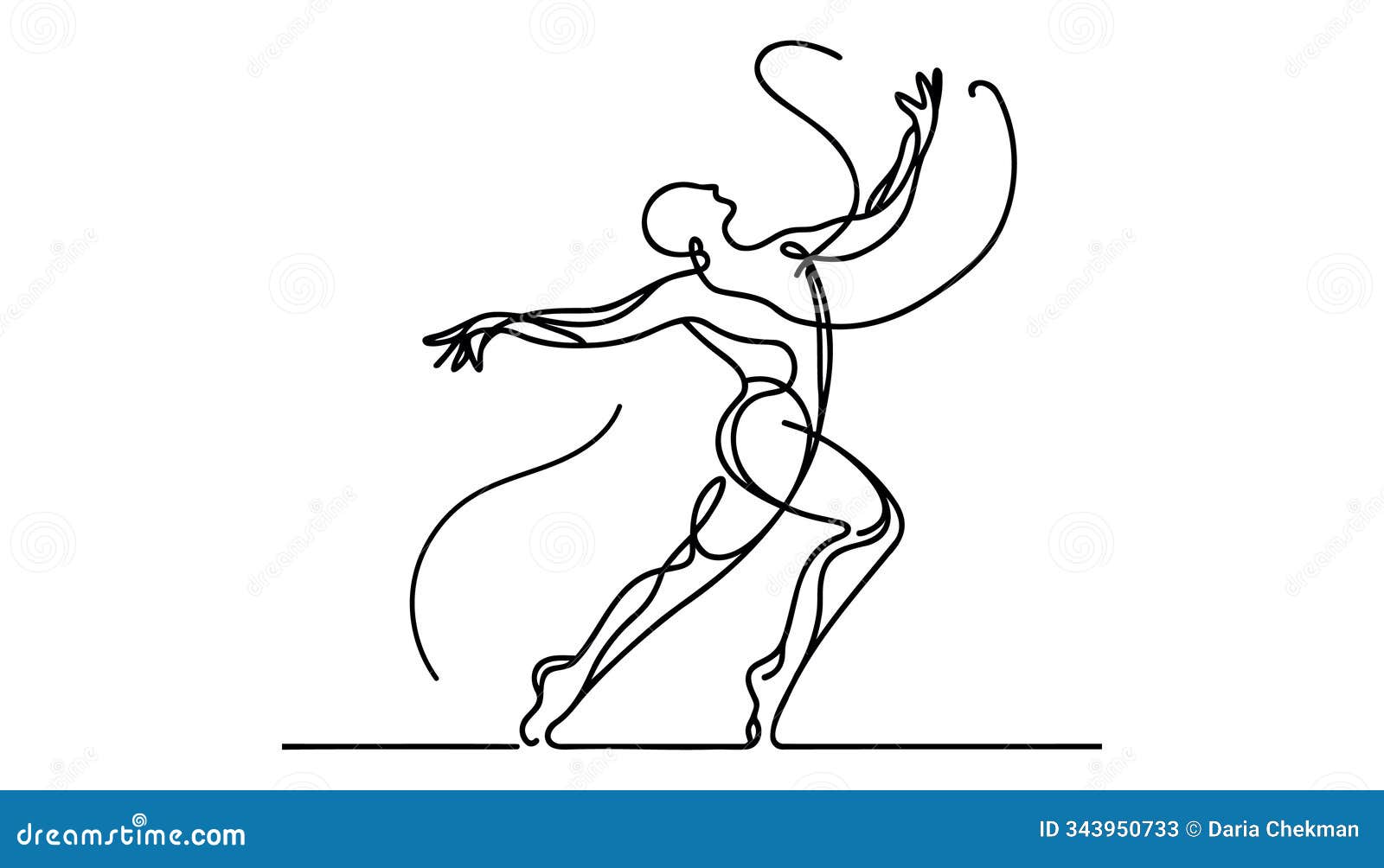 Dynamic Dancing One Continuous Single Line Hand Drawing Line Art. Stock ...