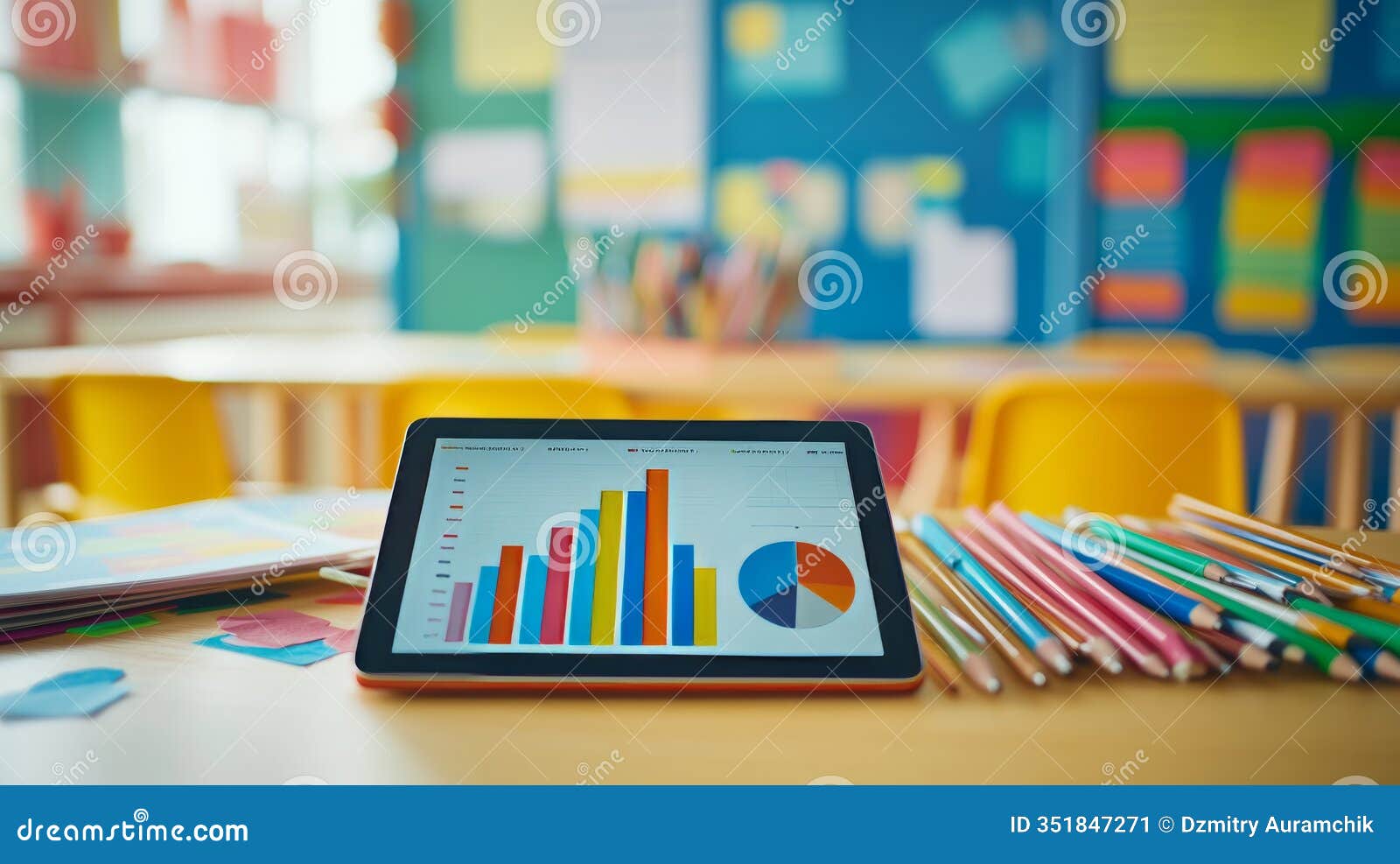 A Dynamic Dashboard On A Tablet Screen, Filled With Color, Displays ...