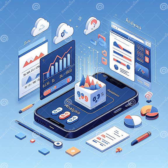 Dynamic Data Analysis Concept with 3 D Isometric Smartphone ...