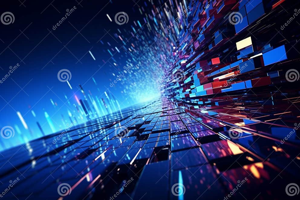 Dynamic Data Flow 3D Stream Art Merges Cyberpunk, Blockchain ...