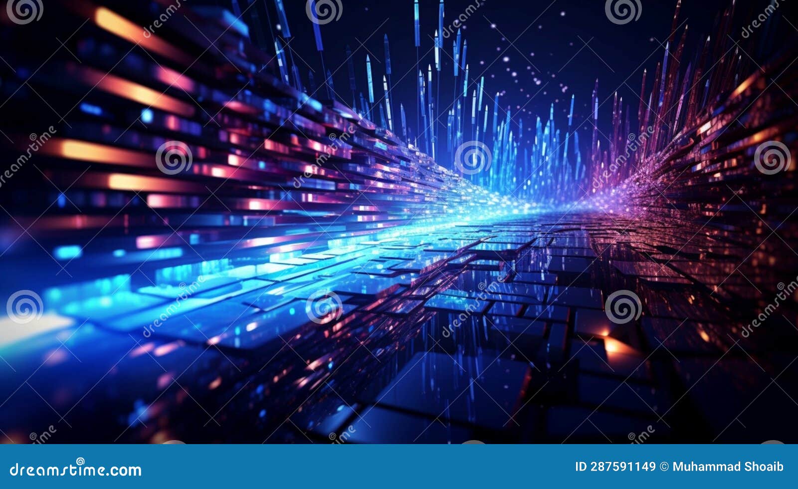 Dynamic Data Flow 3D Stream Art Merges Cyberpunk, Blockchain ...