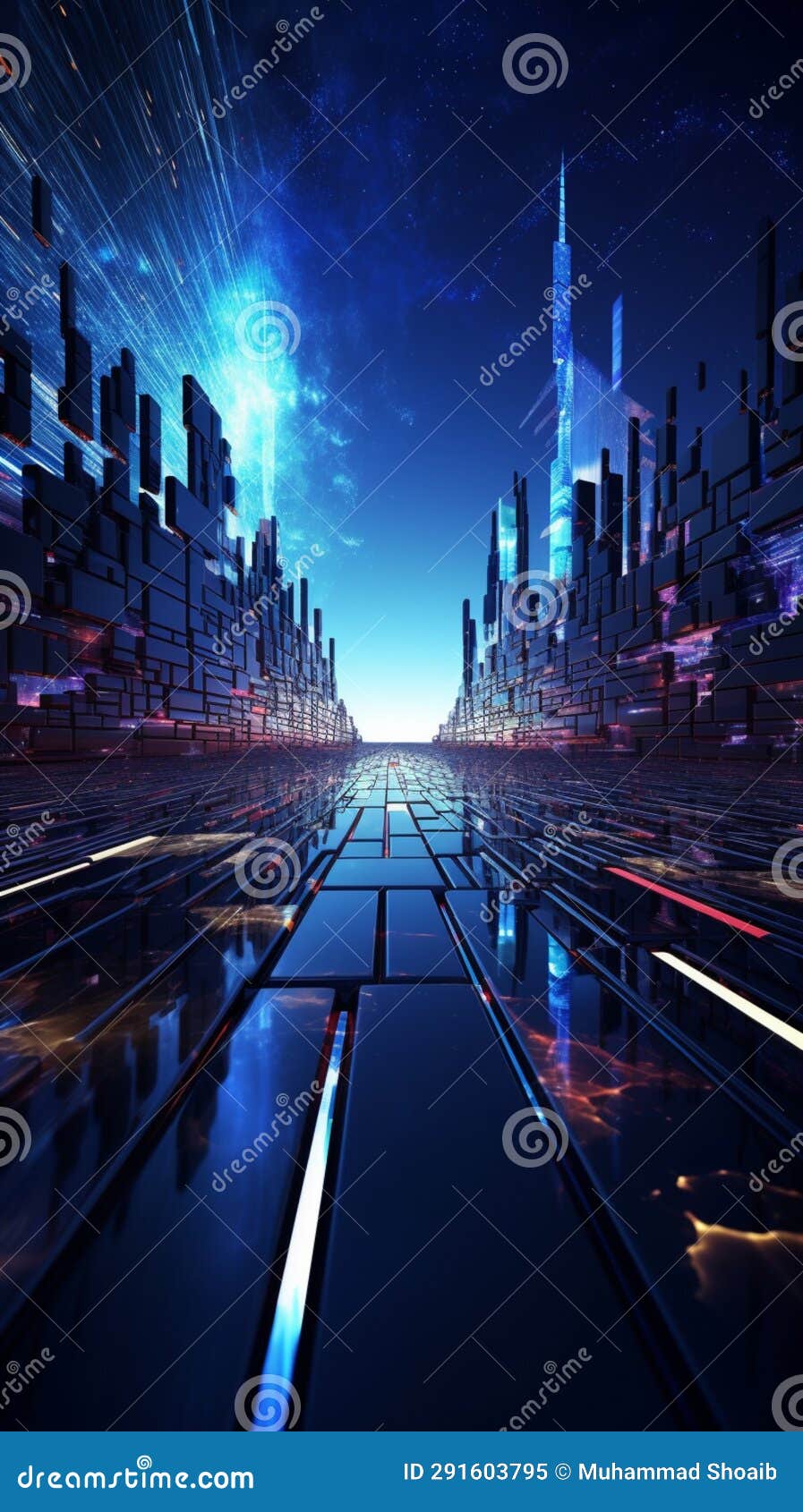 Dynamic Data Flow 3D Stream Art Merges Cyberpunk, Blockchain ...