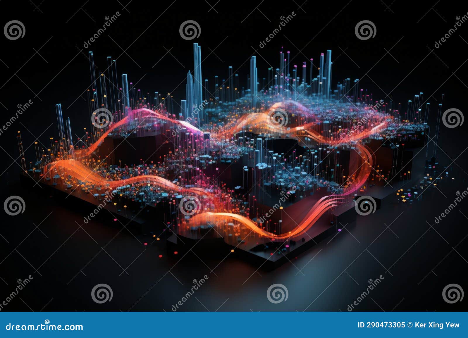 Dynamic Data Flow in a Digital World Stock Illustration - Illustration ...
