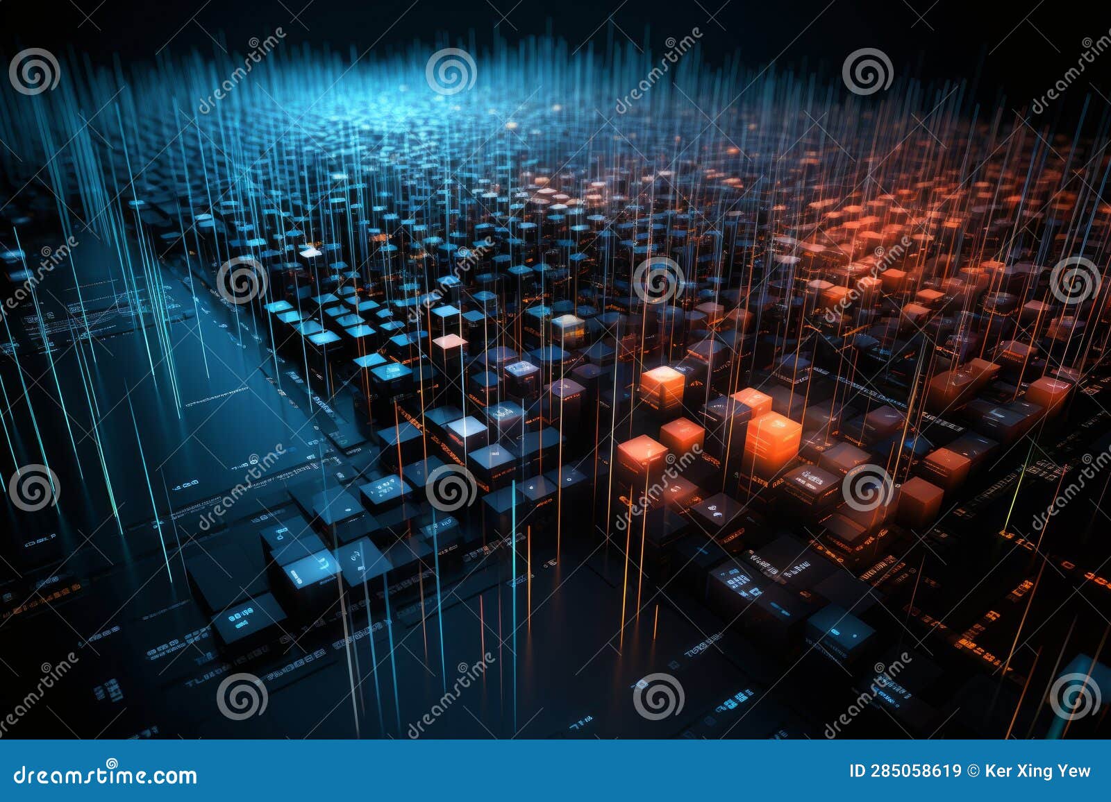 Dynamic Data Flow in a Digital World Stock Illustration - Illustration ...
