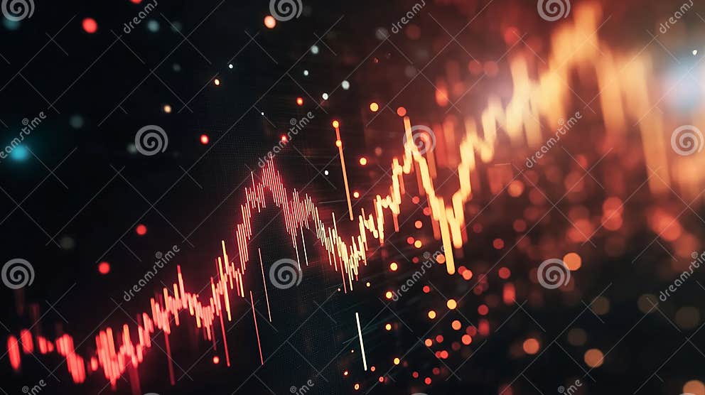 Dynamic Data Visualization Showing a Bright Line Graph with Fluctuating ...