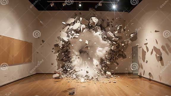 Dynamic Deconstruction, Exploding Wall Reveals Central Void. Generative Ai Stock Illustration ...