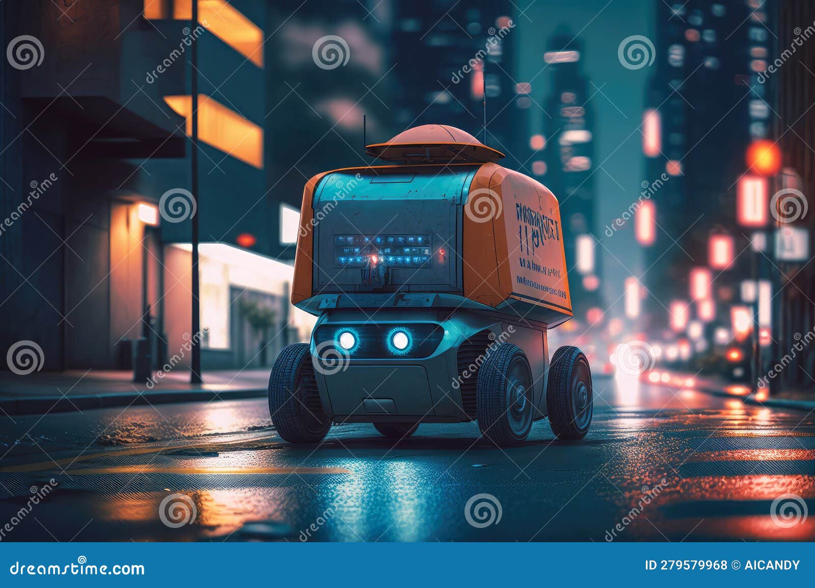 Dynamic Delivery Futuristic Delivery Robot in a Vibrant City Stock ... Dynamic Delivery Futuristic Delivery Robot in a Vibrant City Stock ...