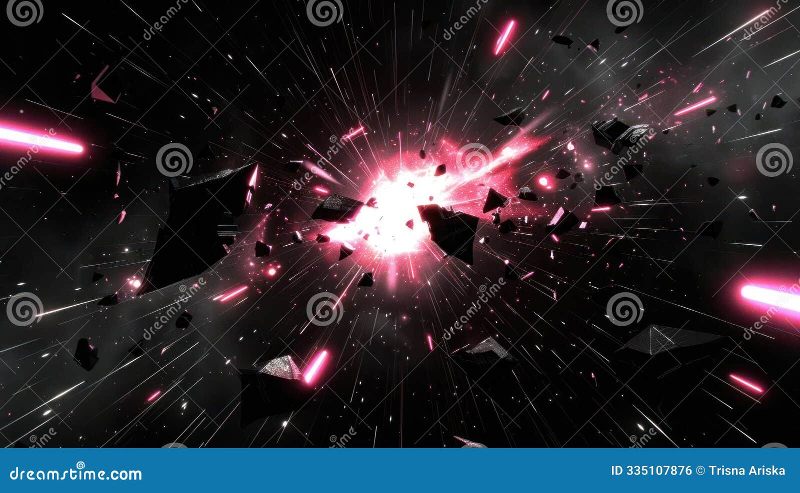 A Dynamic Depiction of an Explosion in Space, Featuring Debris and ...