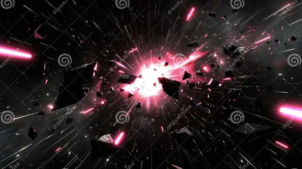 A Dynamic Depiction of an Explosion in Space, Featuring Debris and ...