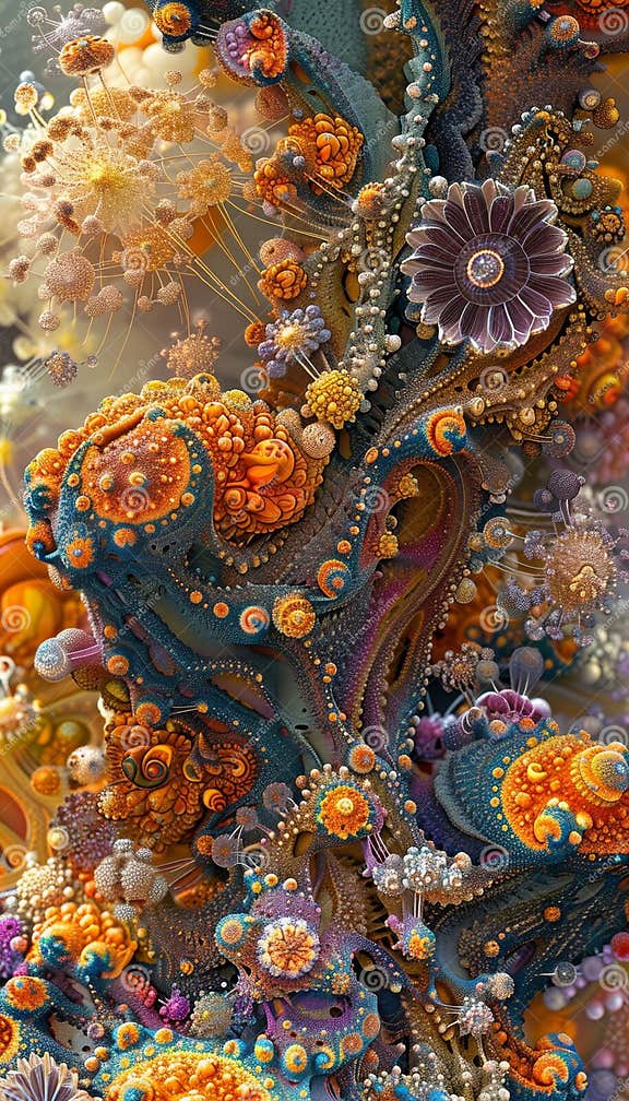 Dynamic Digital Art Glowing Particles and Fluid Lines Creating Depth ...