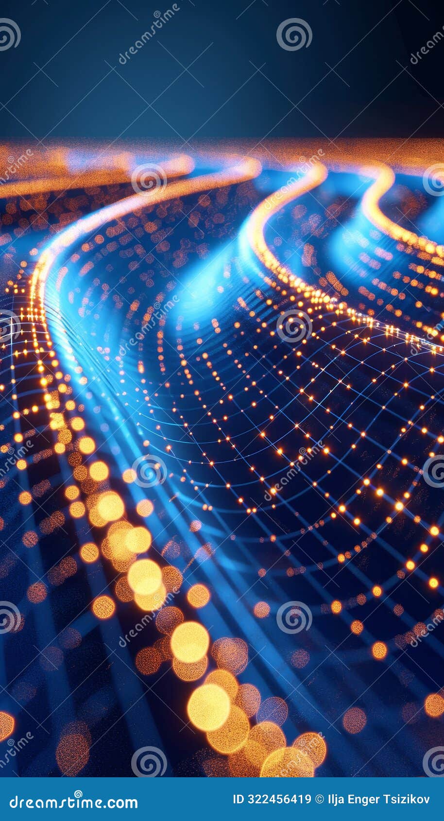 Dynamic Digital Art Glowing Particles and Swirling Lines Convey Depth ...