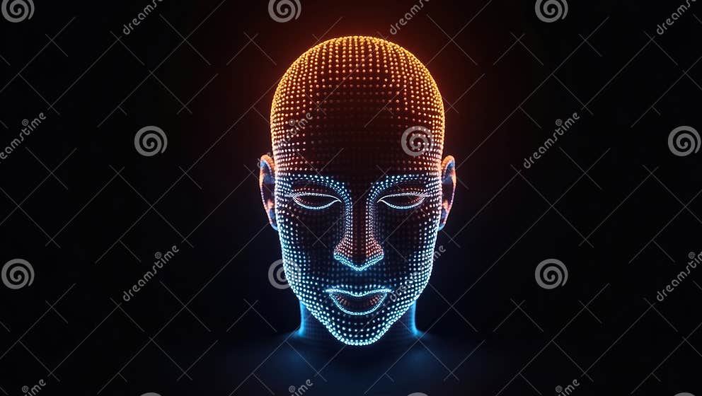 Dynamic Digital Artwork of a Mesmerizing Face Stock Image - Image of ...