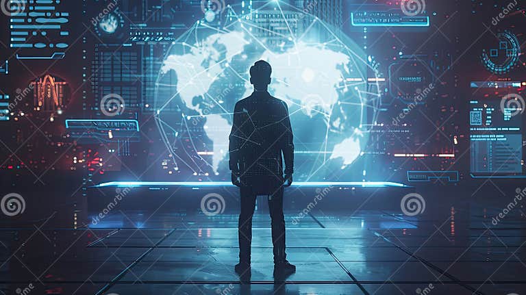 A Dynamic Digital Background Designed for Technological Operations, Featuring Neural Networks ...