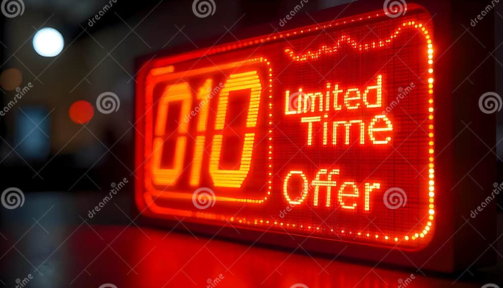 Dynamic Digital Countdown Timer with Glowing Orange Screen and Bold Red ...