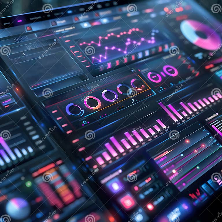 Dynamic Digital Dashboard with Colorful Graphs and Data Visualizations, Showcasing Analytics and ...