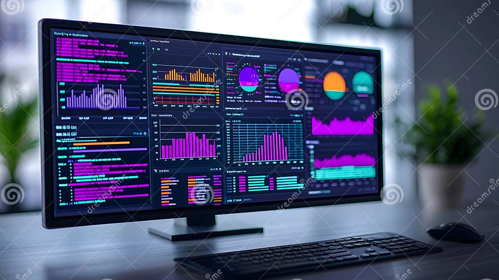 Dynamic Digital Dashboard Displaying KPI Metrics and Colorful Data Visualizations for Analysis ...