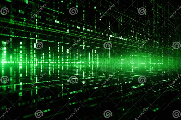 Dynamic Digital Data Stream - Abstract Green Computer Background Stock Photo - Image of ...