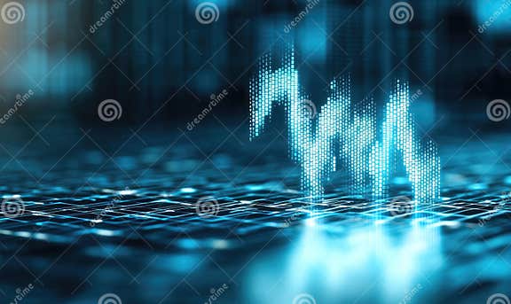 Dynamic Digital Data Visualization with Glowing Lines and Graphs on a ...