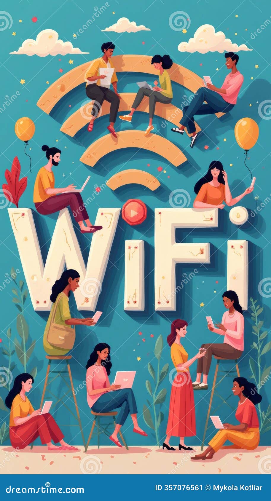 Dynamic Digital Illustration of Diverse People Engaging with Technology ...