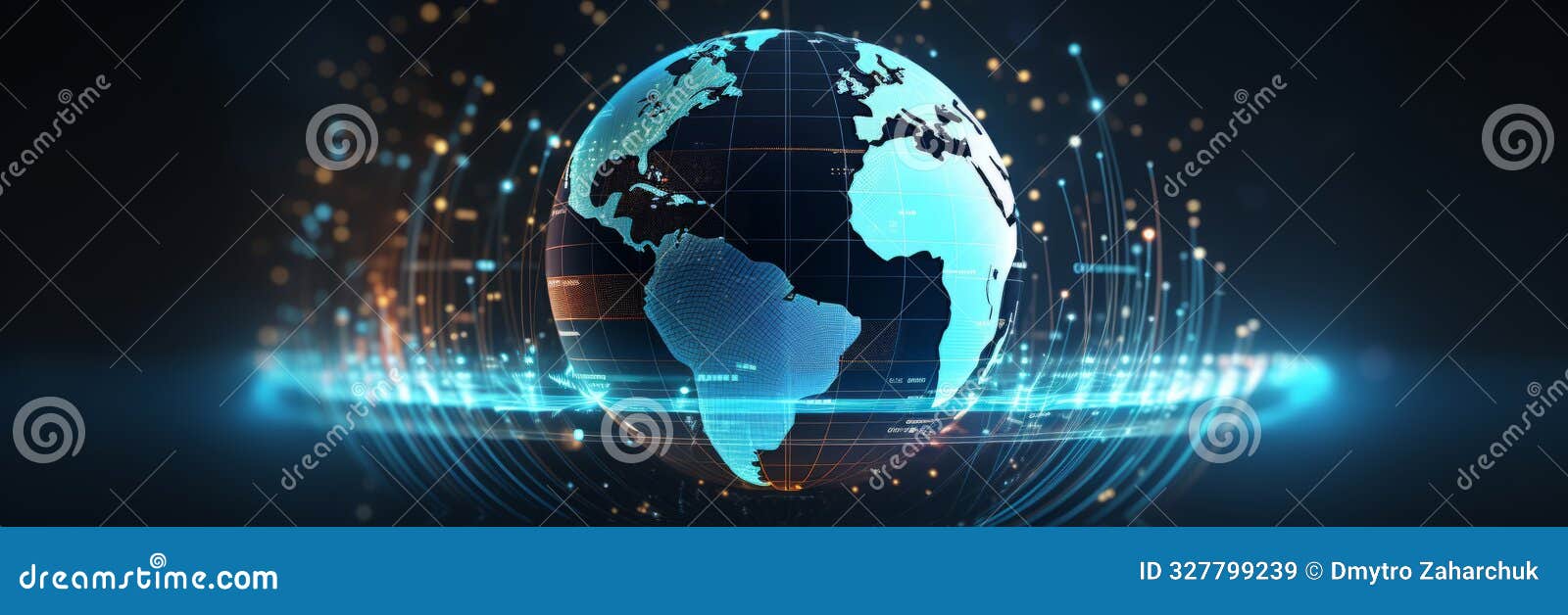 Dynamic Digital Infographic, Rotating Globe Graphs and Statistics, Real ...