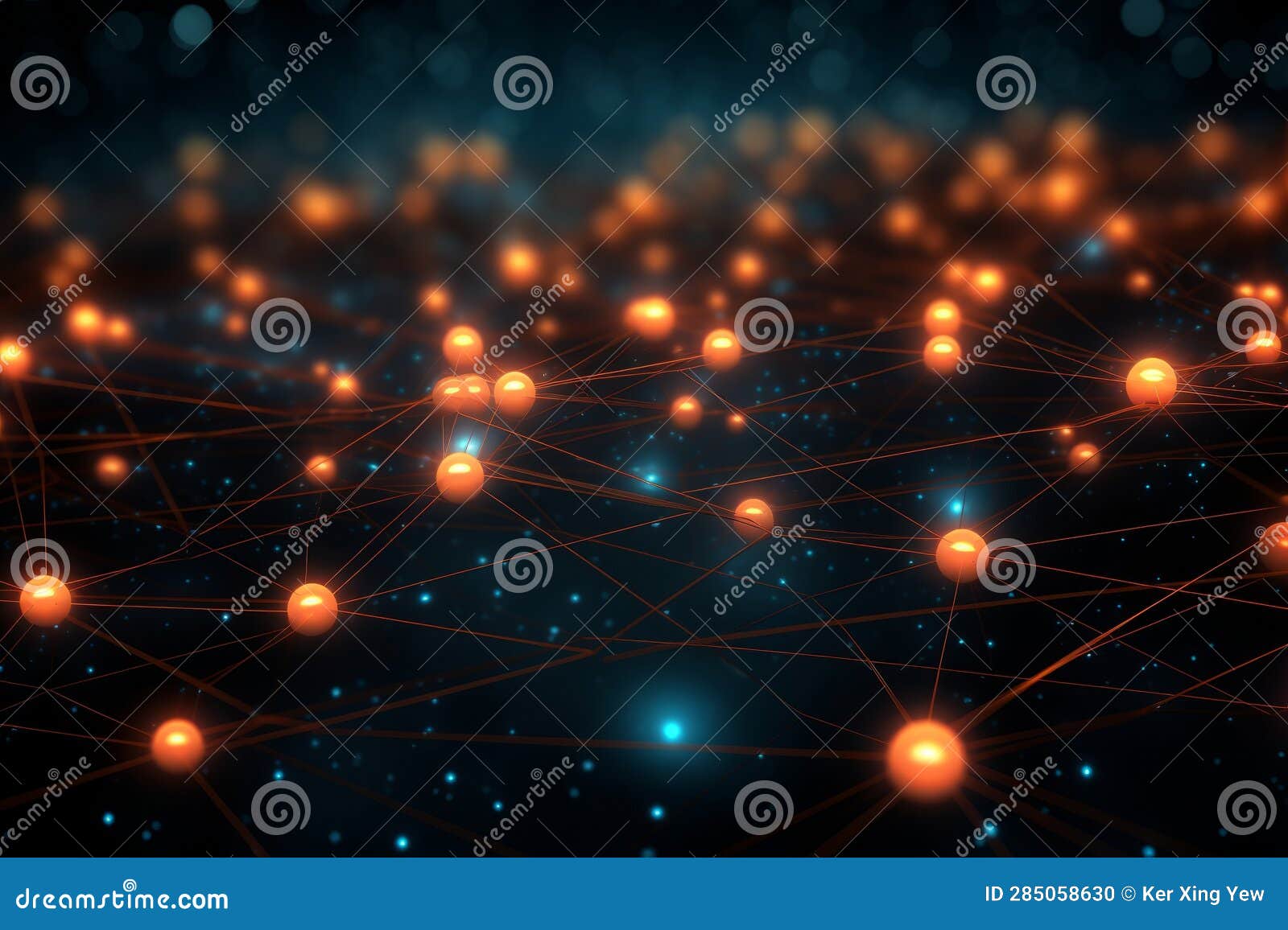 Dynamic Digital Network with Glowing Lights Stock Illustration ...