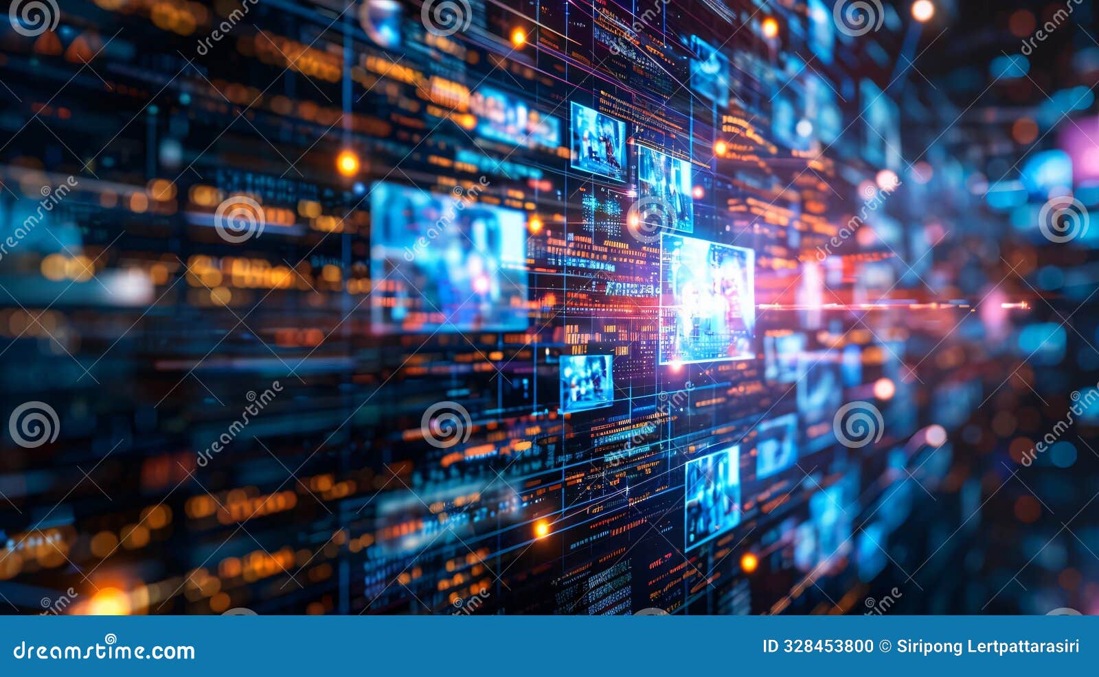 Dynamic Digital Network with Vibrant Visuals and Glowing Lines ...