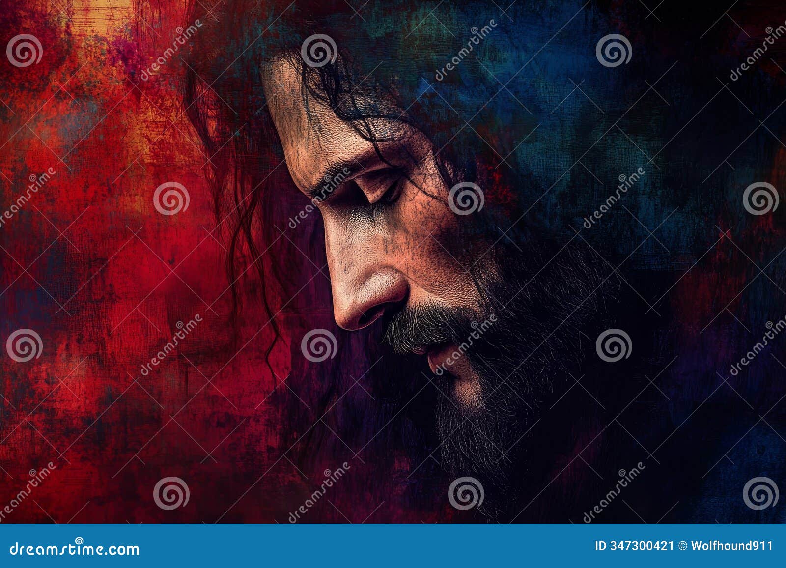 A Dynamic Digital Portrait of Jesus Christ, His Beard and Gentle ...