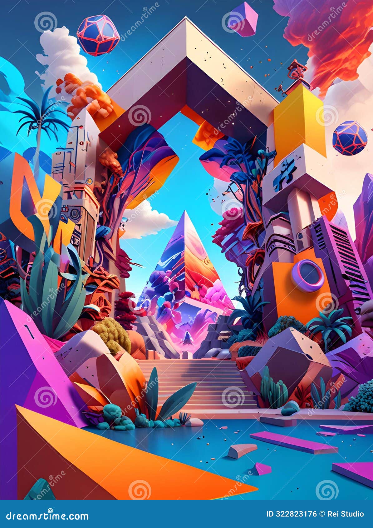 Dynamic Dimensions: a Fusion of 2D and 3D Art Stock Photo - Image of ...