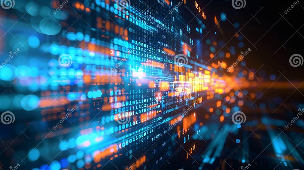 A Dynamic Display of Binary Code, Symbolizing Data Transfer with ...