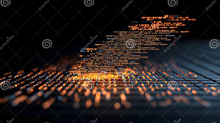 Dynamic Display of Flowing Code and Text Trends Illuminating Modern Data Visualization Artistry ...